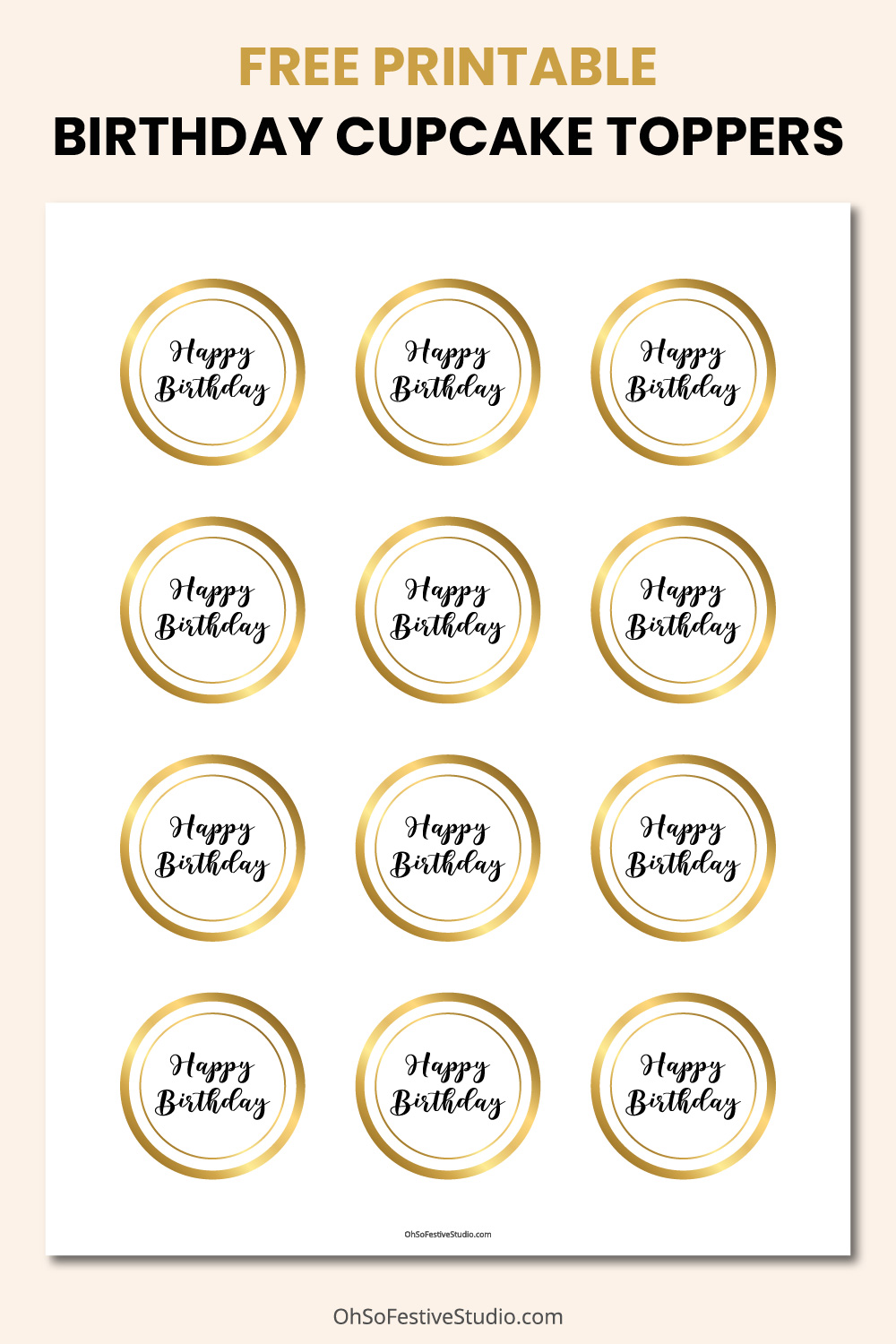 Birthday cupcake toppers - OhSoFestiveStudio