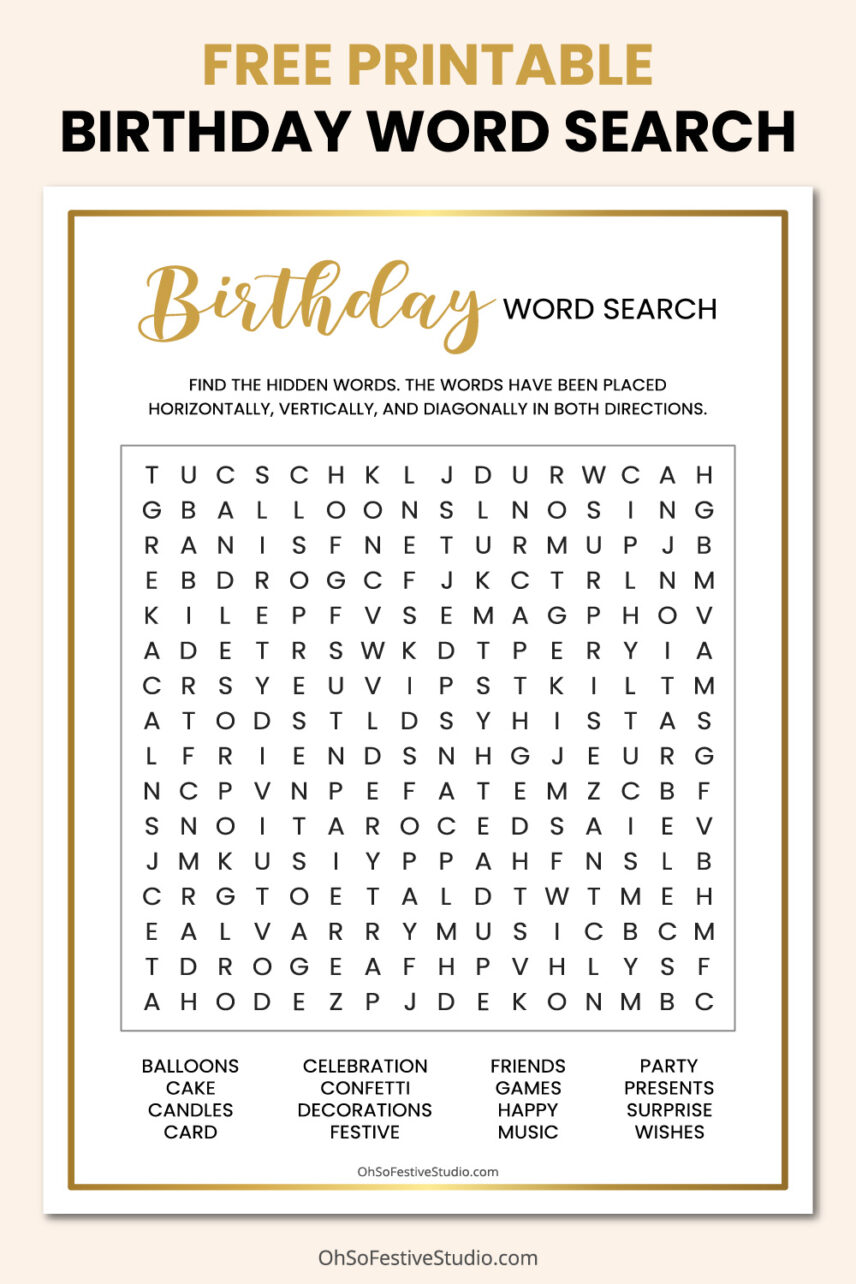 Birthday word search - OhSoFestiveStudio