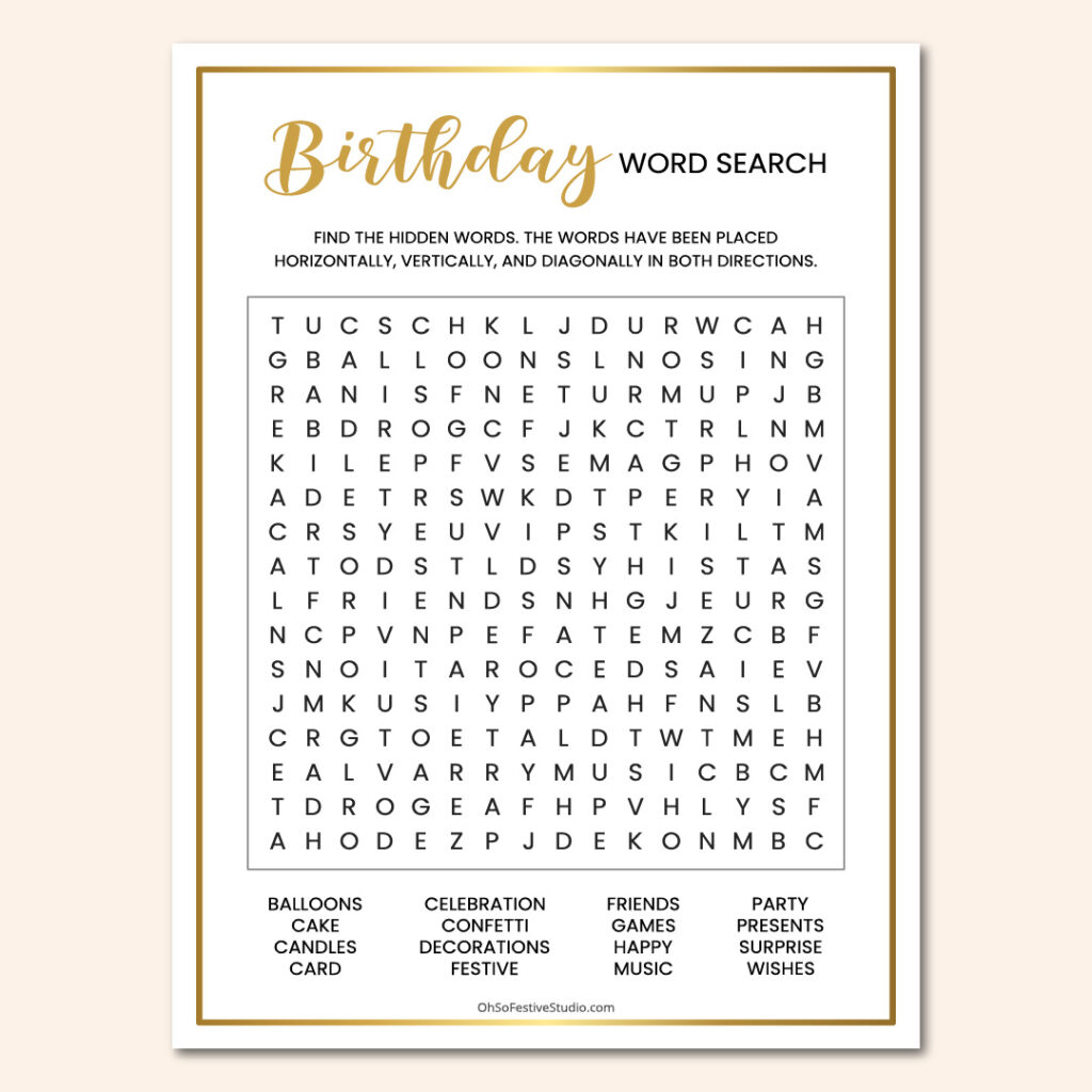 Birthday word search - OhSoFestiveStudio