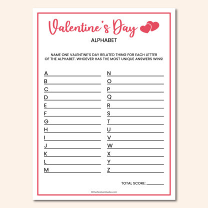Valentine's Day alphabet game - OhSoFestiveStudio