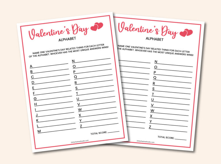 Valentine's Day alphabet game - OhSoFestiveStudio