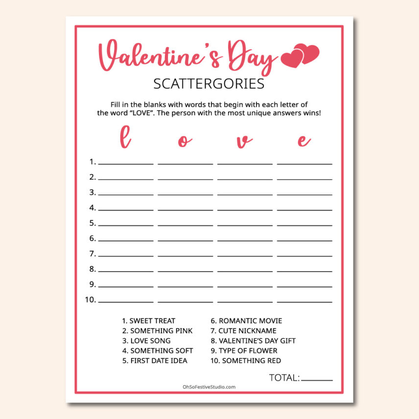 Valentine's Day scattergories - OhSoFestiveStudio