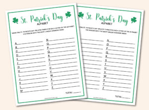 St. Patrick's Day alphabet game - OhSoFestiveStudio