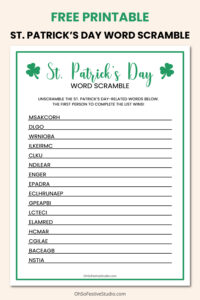 St. Patrick's Day word scramble - OhSoFestiveStudio