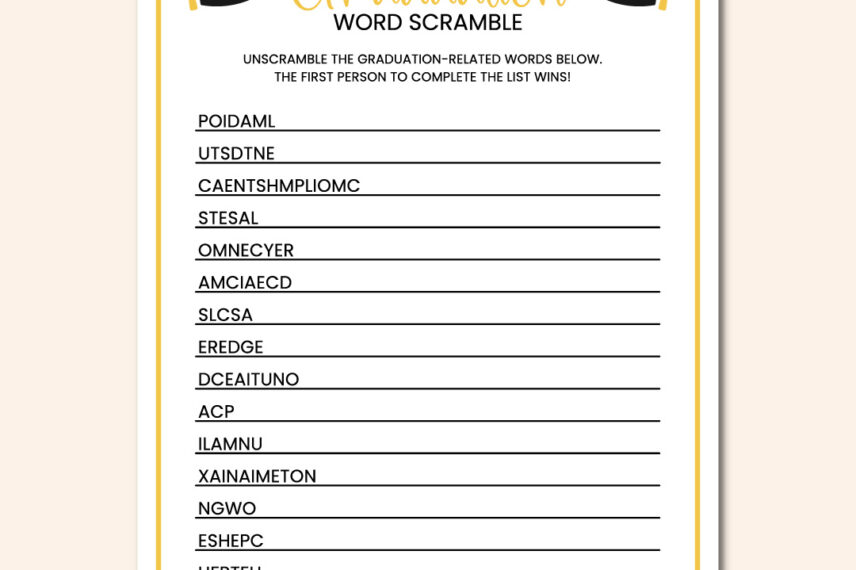 Graduation word search - OhSoFestiveStudio