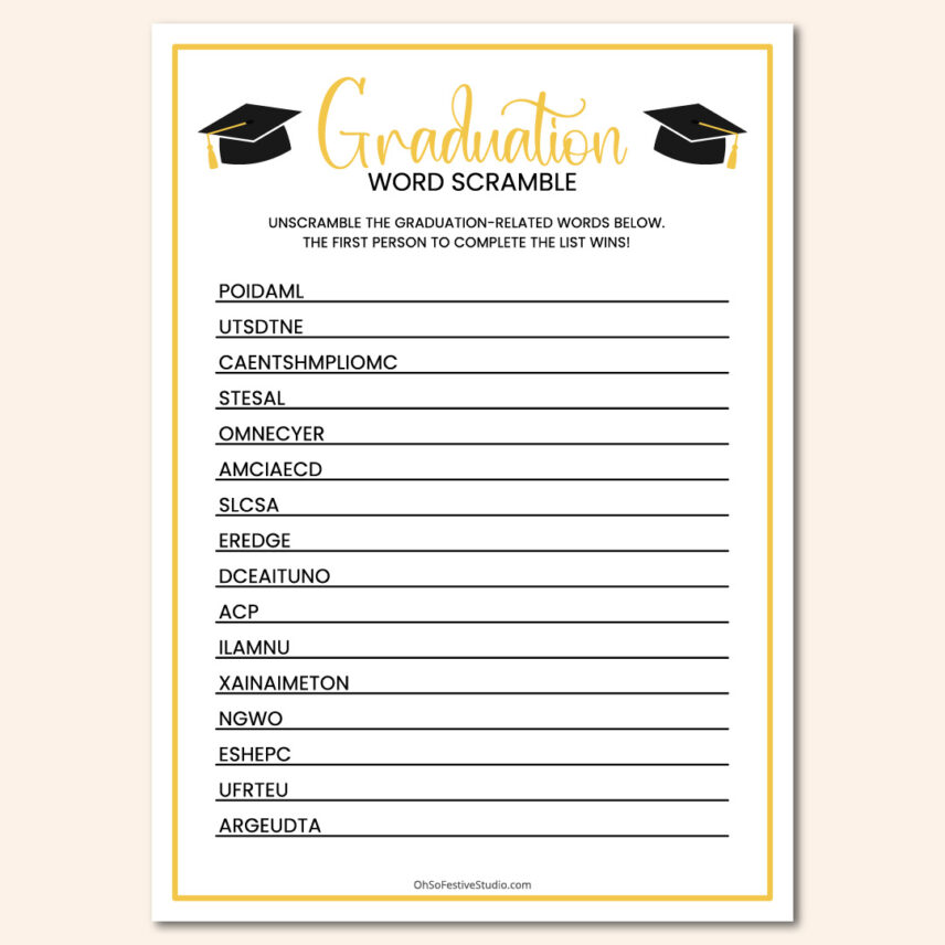 Graduation word search - OhSoFestiveStudio