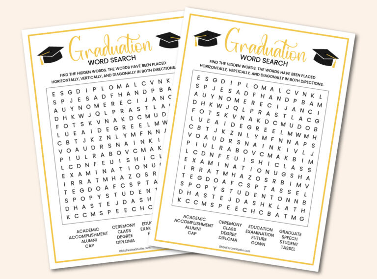 Graduation word search - OhSoFestiveStudio