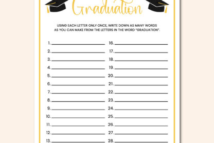 Graduation word scramble - OhSoFestiveStudio