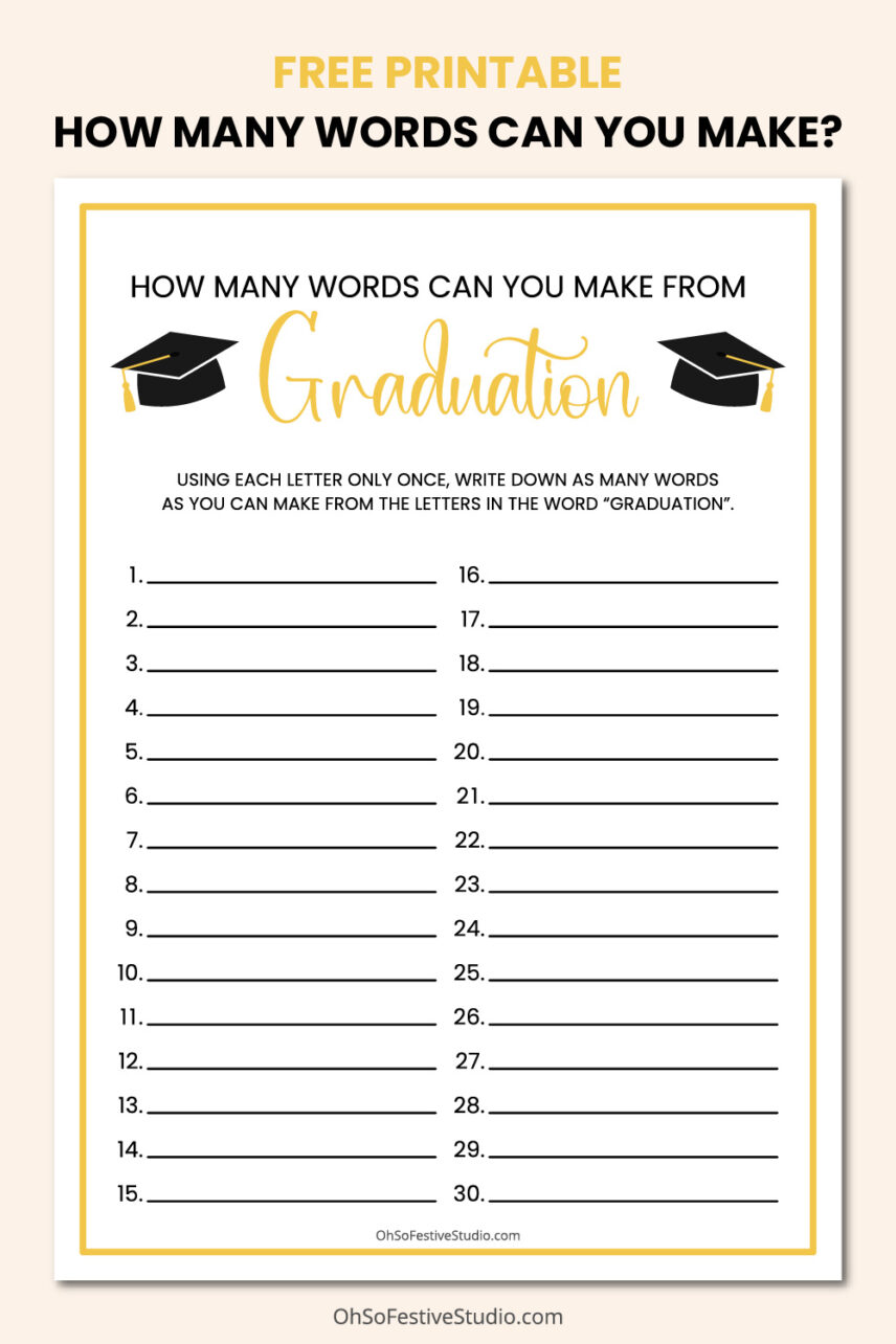 How many words can you make from graduation? - OhSoFestiveStudio