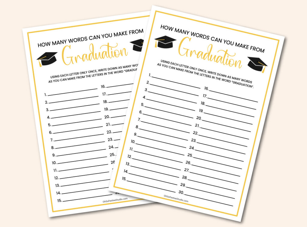 How many words can you make from graduation? - OhSoFestiveStudio