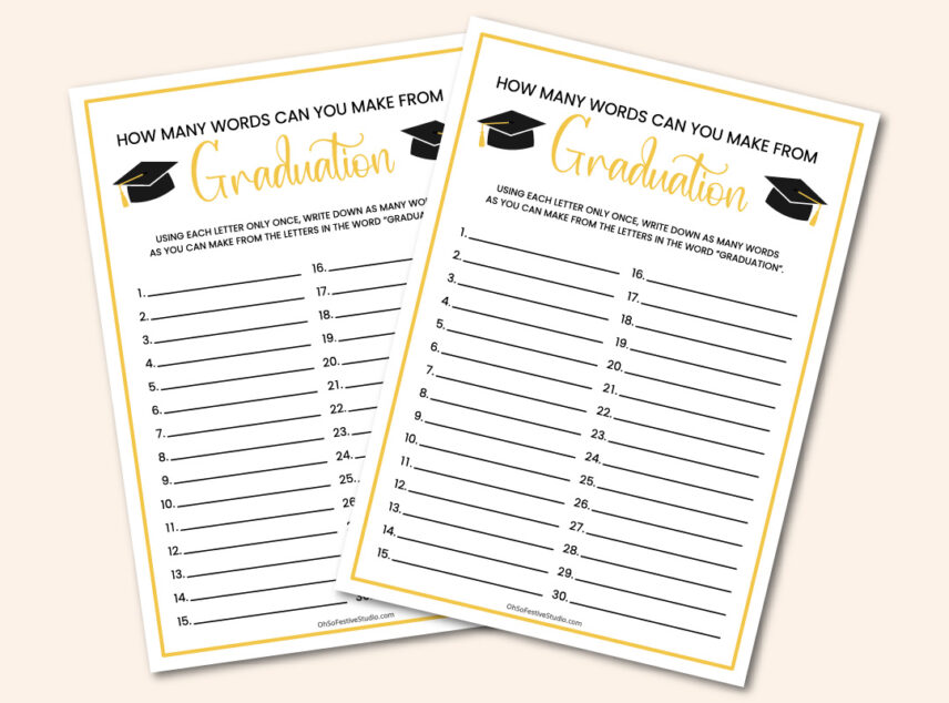 How many words can you make from graduation? - OhSoFestiveStudio